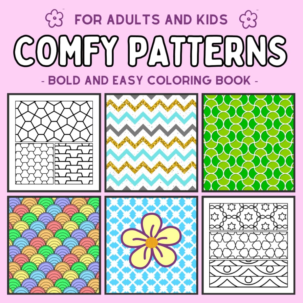 Amazon.co.jp: Comfy Patterns Coloring Book: For Adults and Kids, Simple ...
