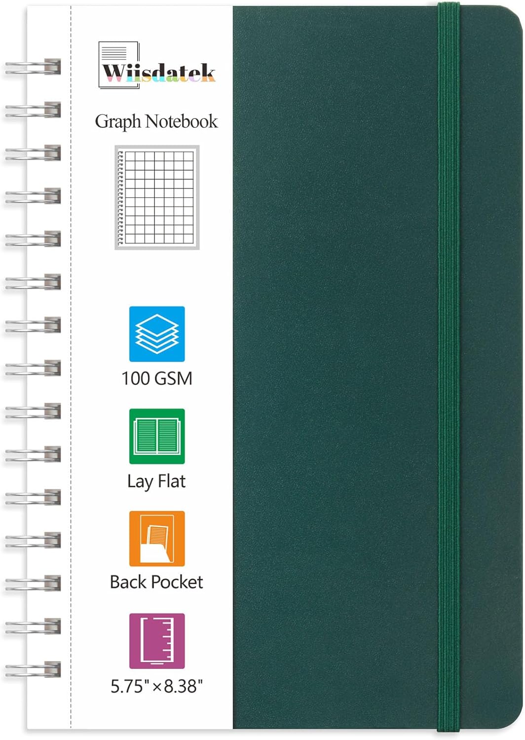 Amazon.com : Wiisdatek Graph Paper Notebook, Spiral Graph Grid Notebook ...
