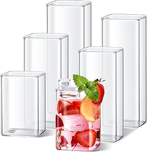 Amazon.com | Sumind Set of 6 Square Drinking Glasses 8/13/17 oz ...