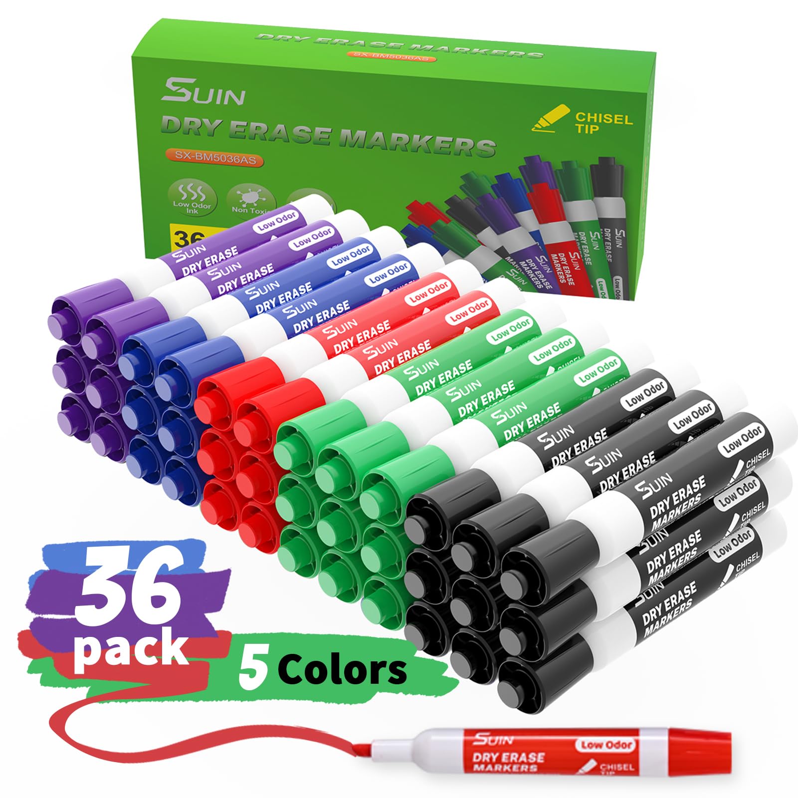 Snapklik.com : Dry Erase Markers, Chisel Tip Whiteboard Markers, Low ...