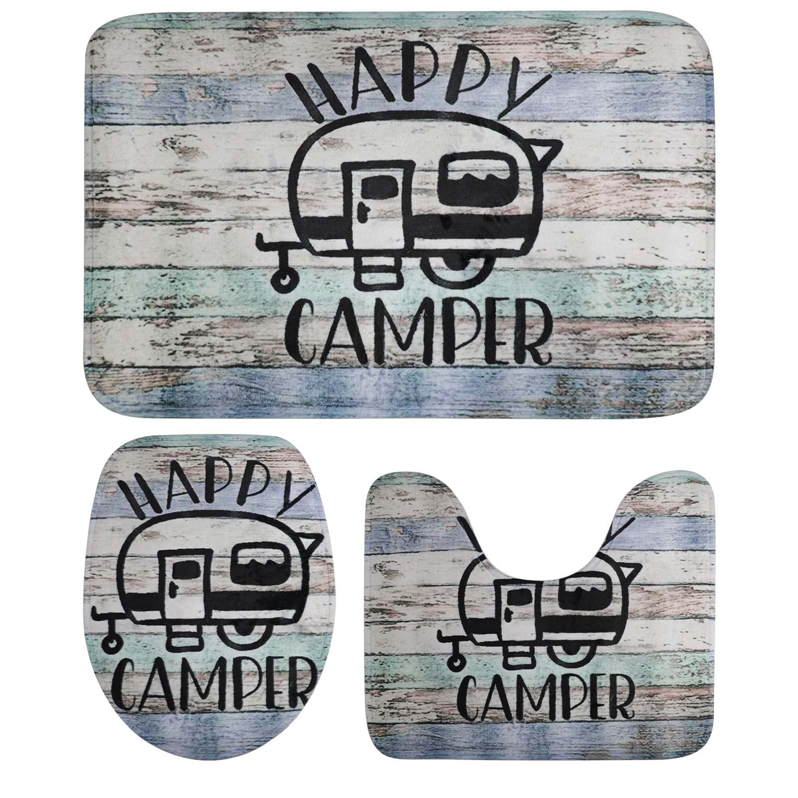 Amazon.com: Syhonic Bathroom Rugs Sets 3 Piece, Happy Camping Bath Rug ...
