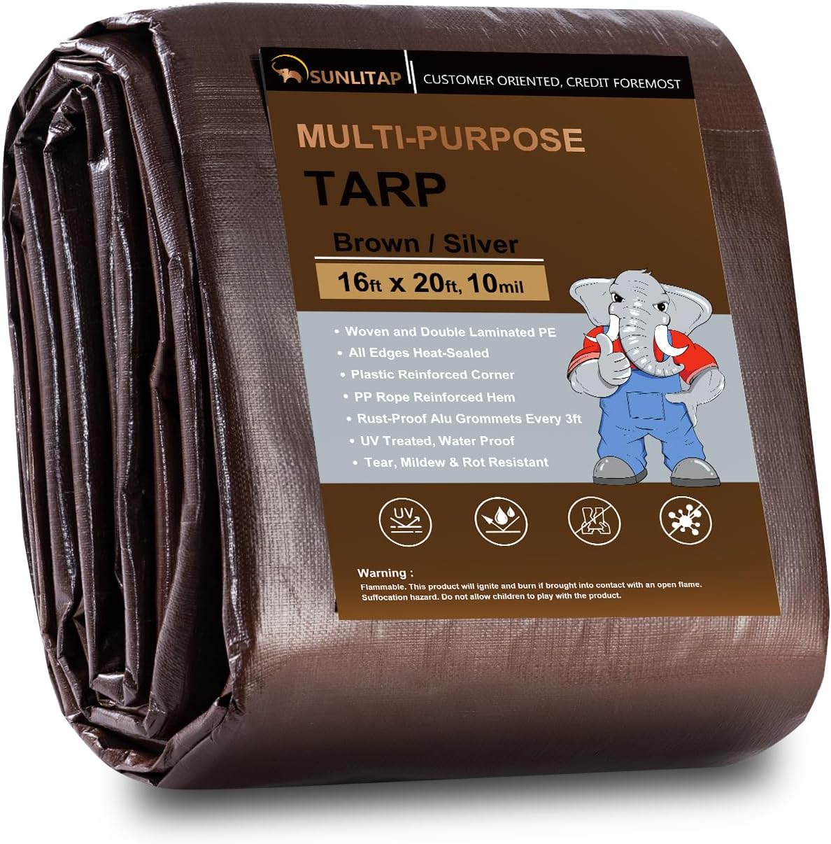 Amazon.com: SUNLITAP 16x20Ft Tarp Cover Heavy Duty Poly Tarp 10 Mil ...