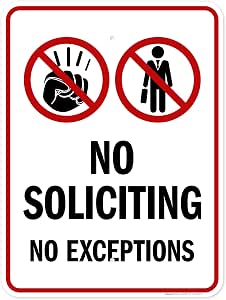 Amazon.com: No Soliciting No Exceptions With Graphic Sign, 18x24 Inches ...