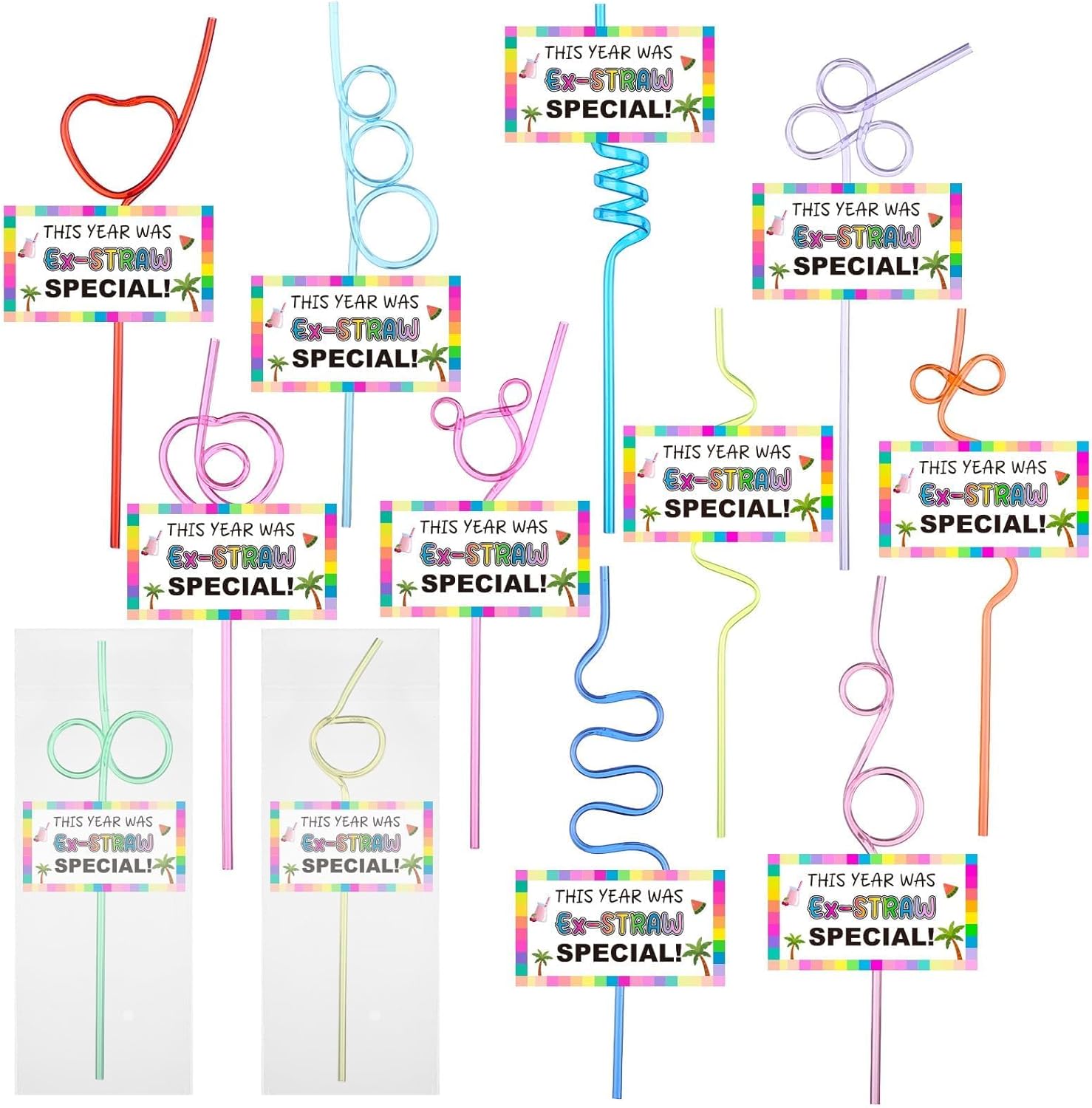 Amazon.com: 36 Sets End of Year Student Gifts Silly Straws Crazy Straws ...