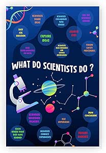 Amazon.com: 24TRESOR What Do Scientists Do Poster Science Classroom ...