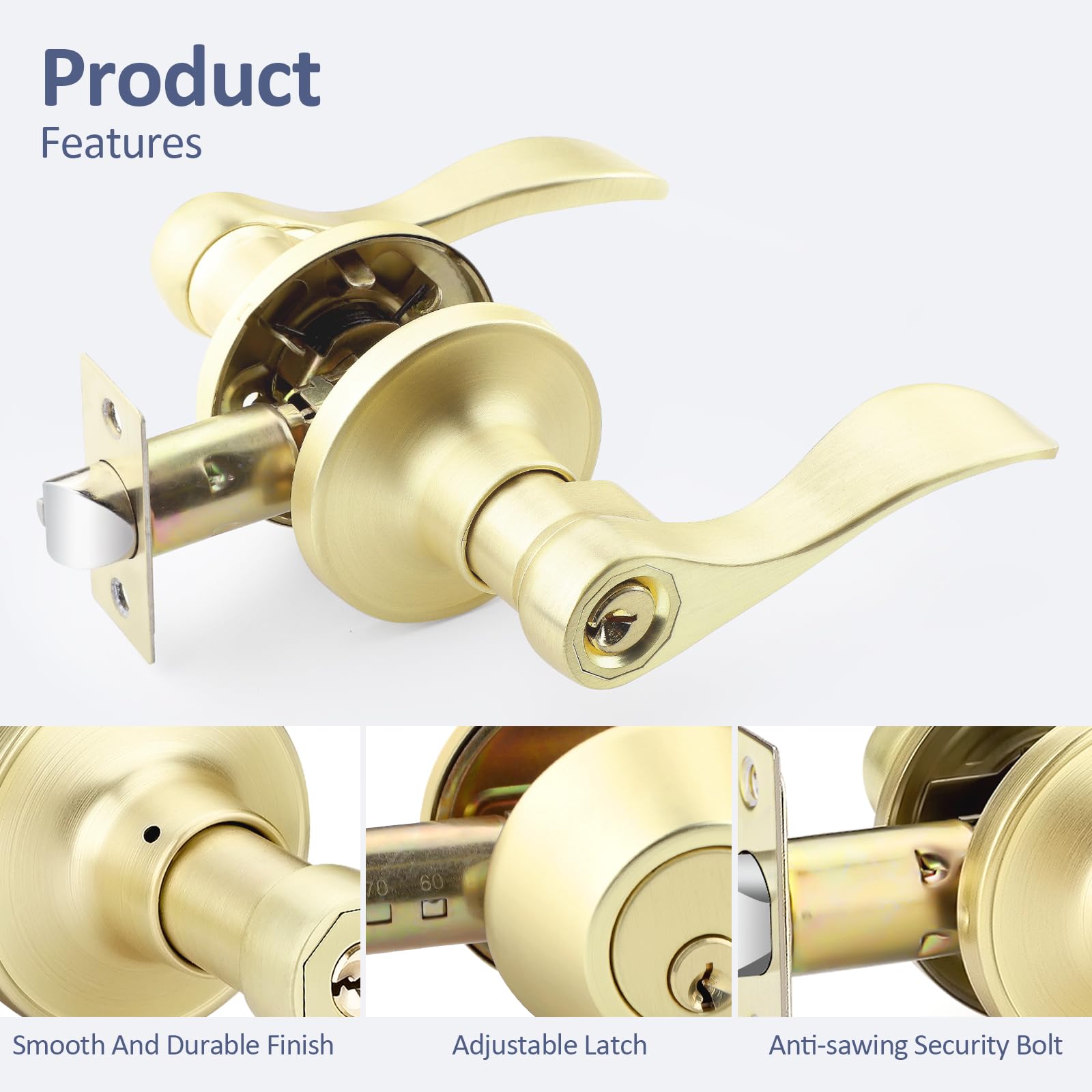 EHOMEWARE Door Handleset with Single Cylinder Deadbolt 2 Pack, Entry ...