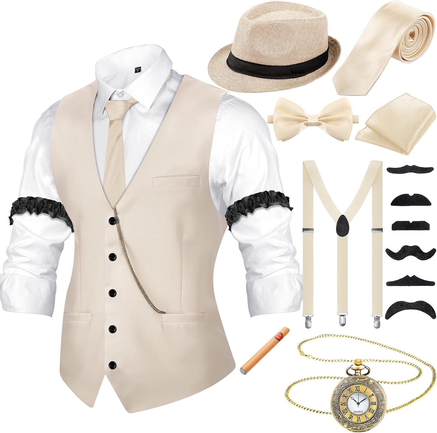 Amazon.com: Neer 1920s Mens Costume Accessories Outfit with Gangster ...