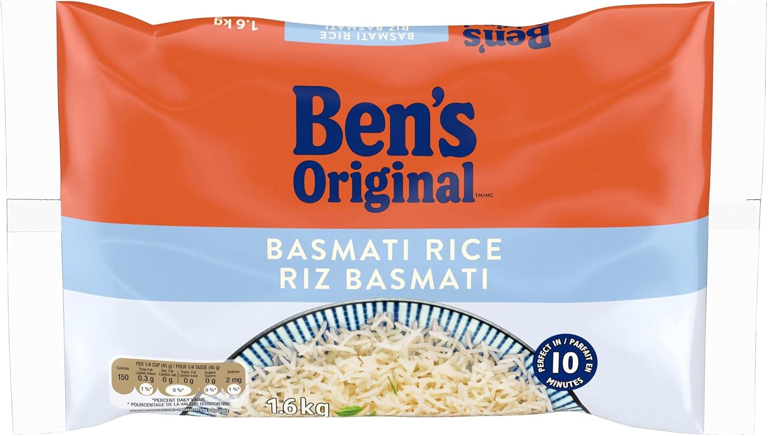BEN'S ORIGINAL Basmati Rice, 1.6kg Pouch (Pack of 1) : Amazon.ca ...