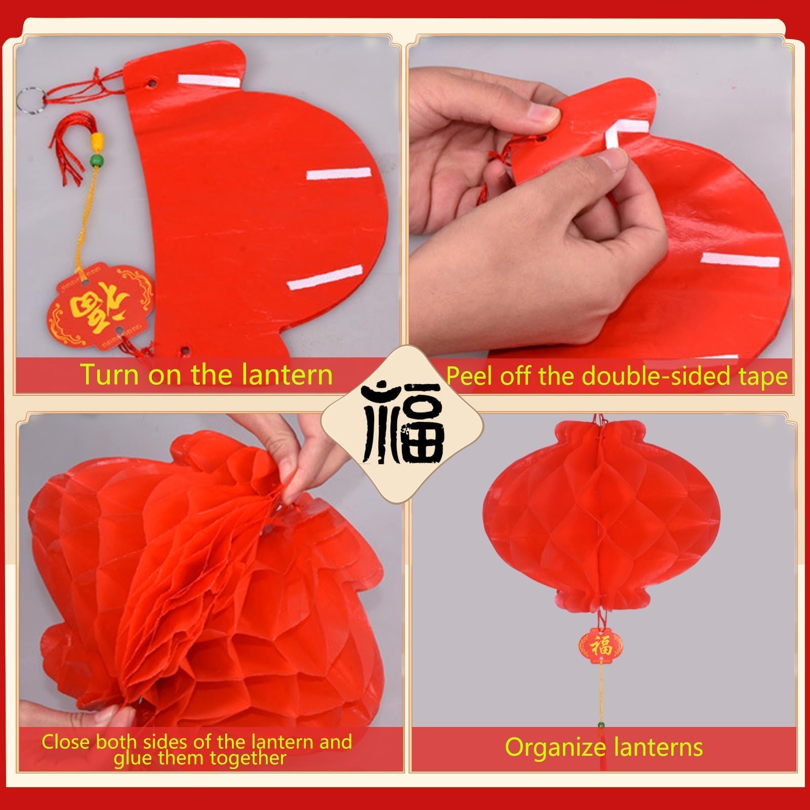 Decorating With Chinese Paper Lanterns Asian Man Hanging Red Paper