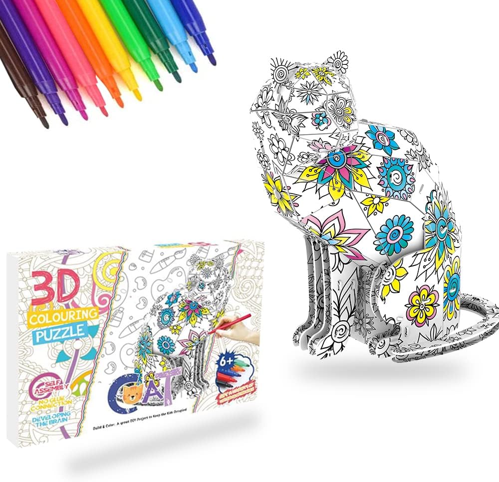 Stickerboy 3D Coloring Puzzle Cat Jigsaw Puzzles Games Painting Craft ...