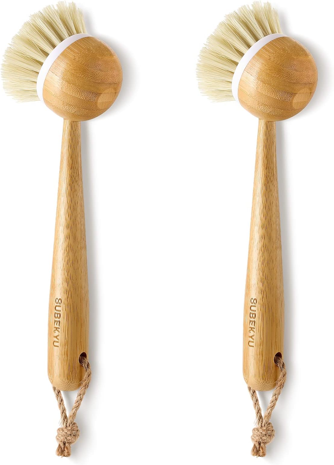 Amazon.com: Lorzon 2 Pack Dish Brush with Handle, Bamboo Dish Scrub ...