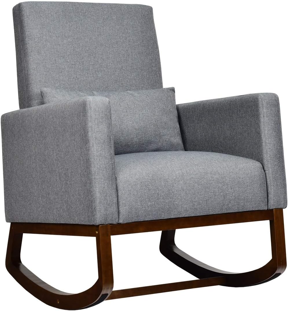 Amazon.com: Giantex Upholstered Rocking Chair, Modern High Back ...