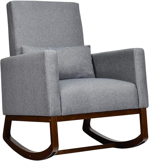 Amazon.com: Giantex Upholstered Rocking Chair, Modern High Back ...
