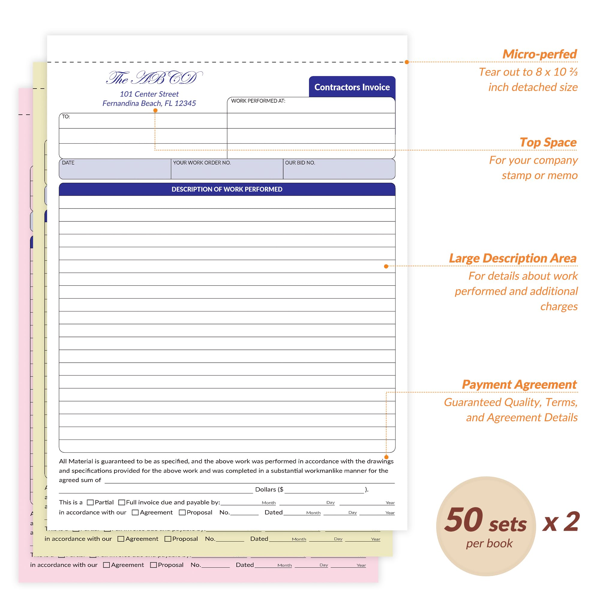 Snapklik.com : 2 Books Large Contractor Invoice Book, Invoice Receipt ...