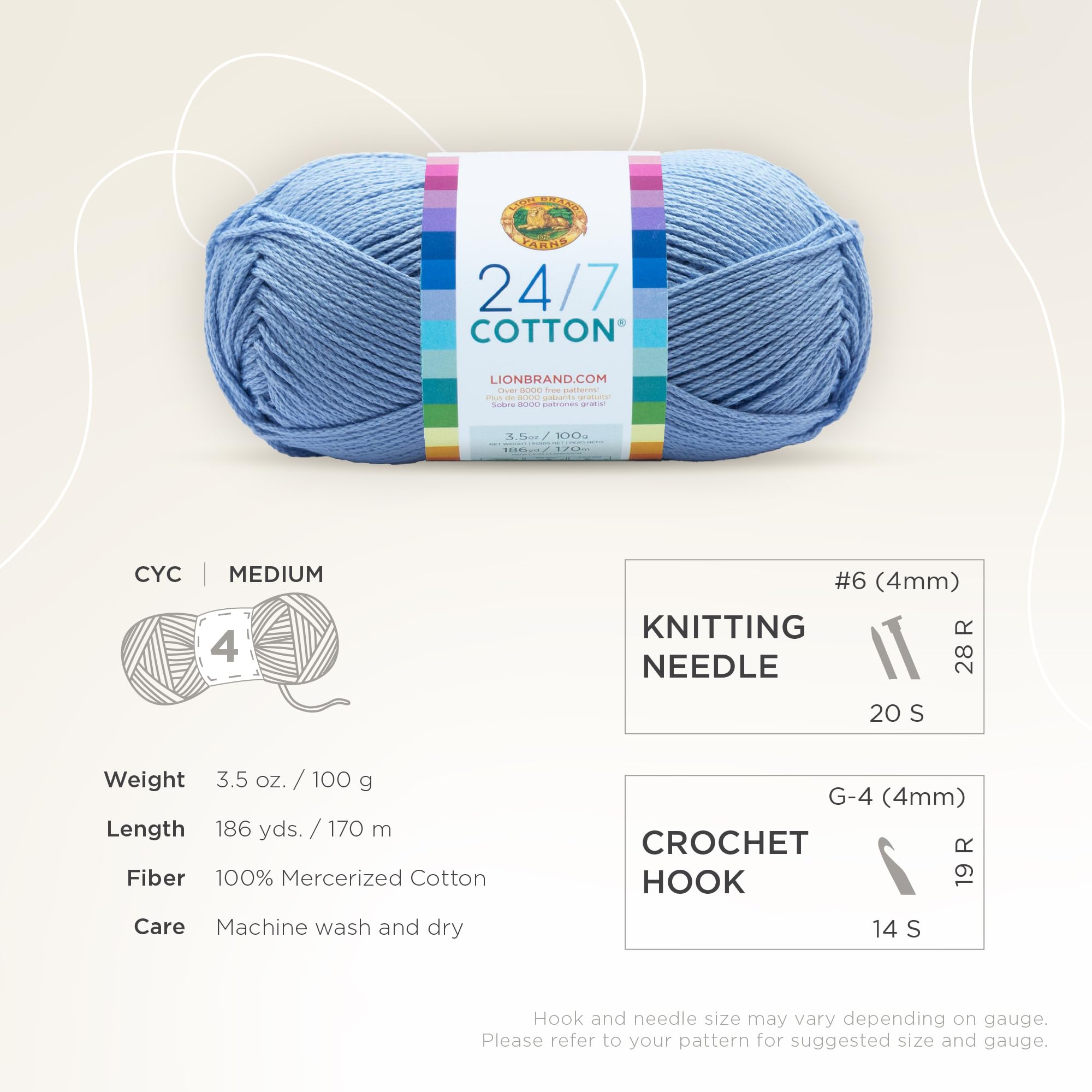Snapklik.com : Lion Brand Yarn Lightweight 24/7 Cotton Yarn For Knitting