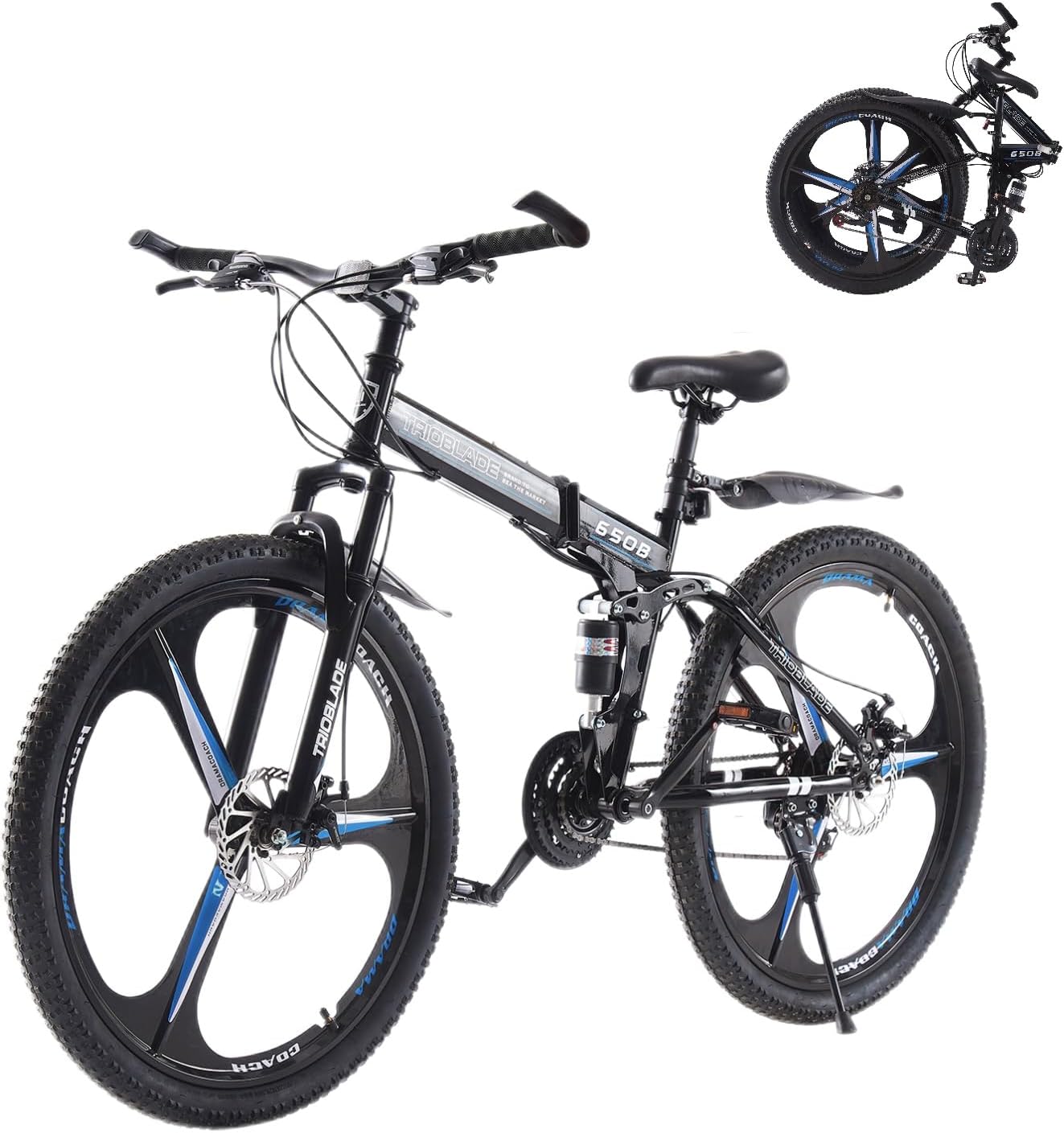 TRIOBLADE 27.5 Inch Folding Mountain Bike 21-Speed Foldable Mountain ...
