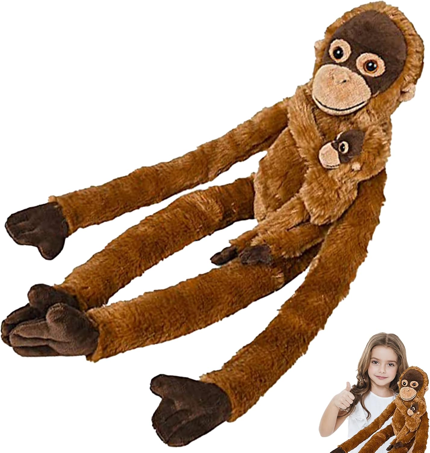 Amazon.com: HOWBOUTDIS Hanging Long Arm Plush Orangutan with Baby ...