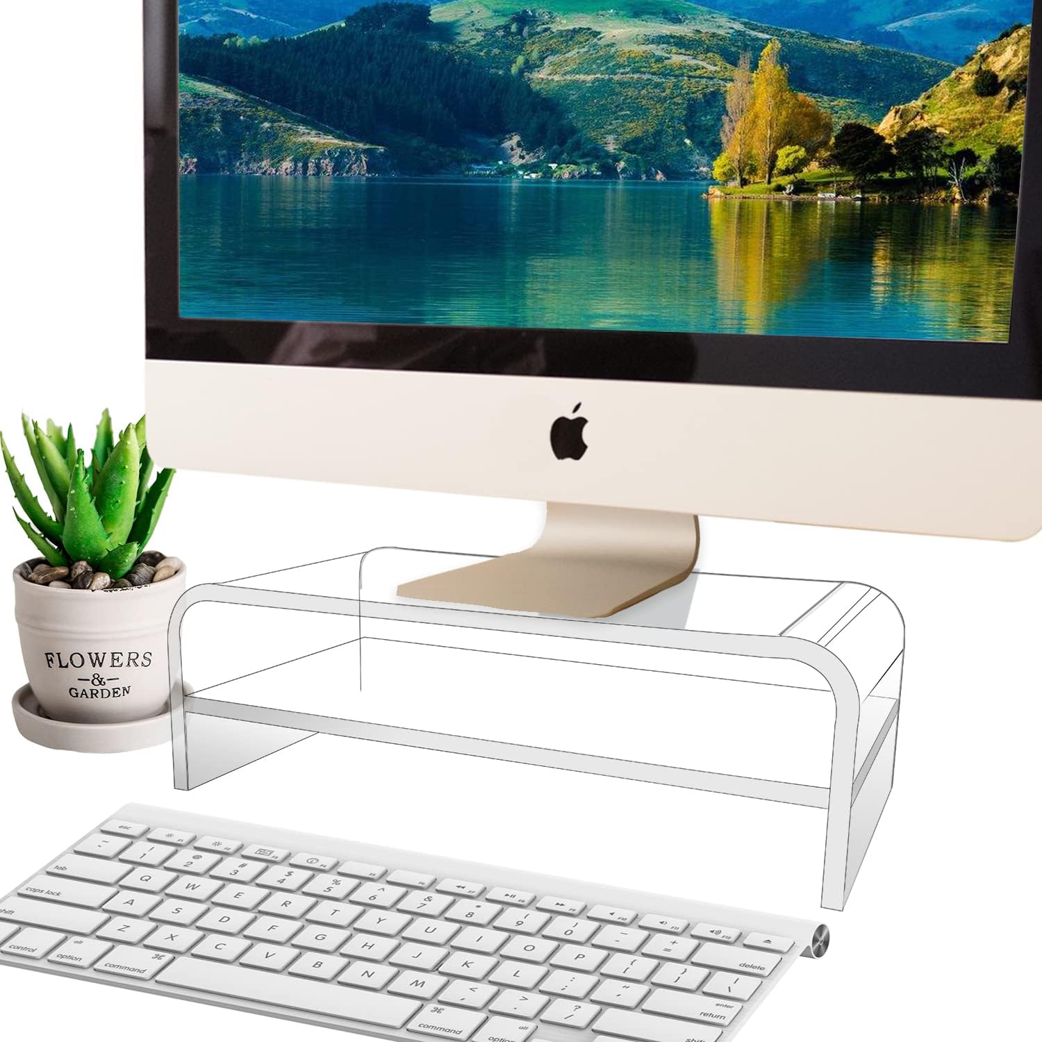 Amazon.com: Acrylic Monitor Stand 2 Tier, TINOMAR Clear Computer ...