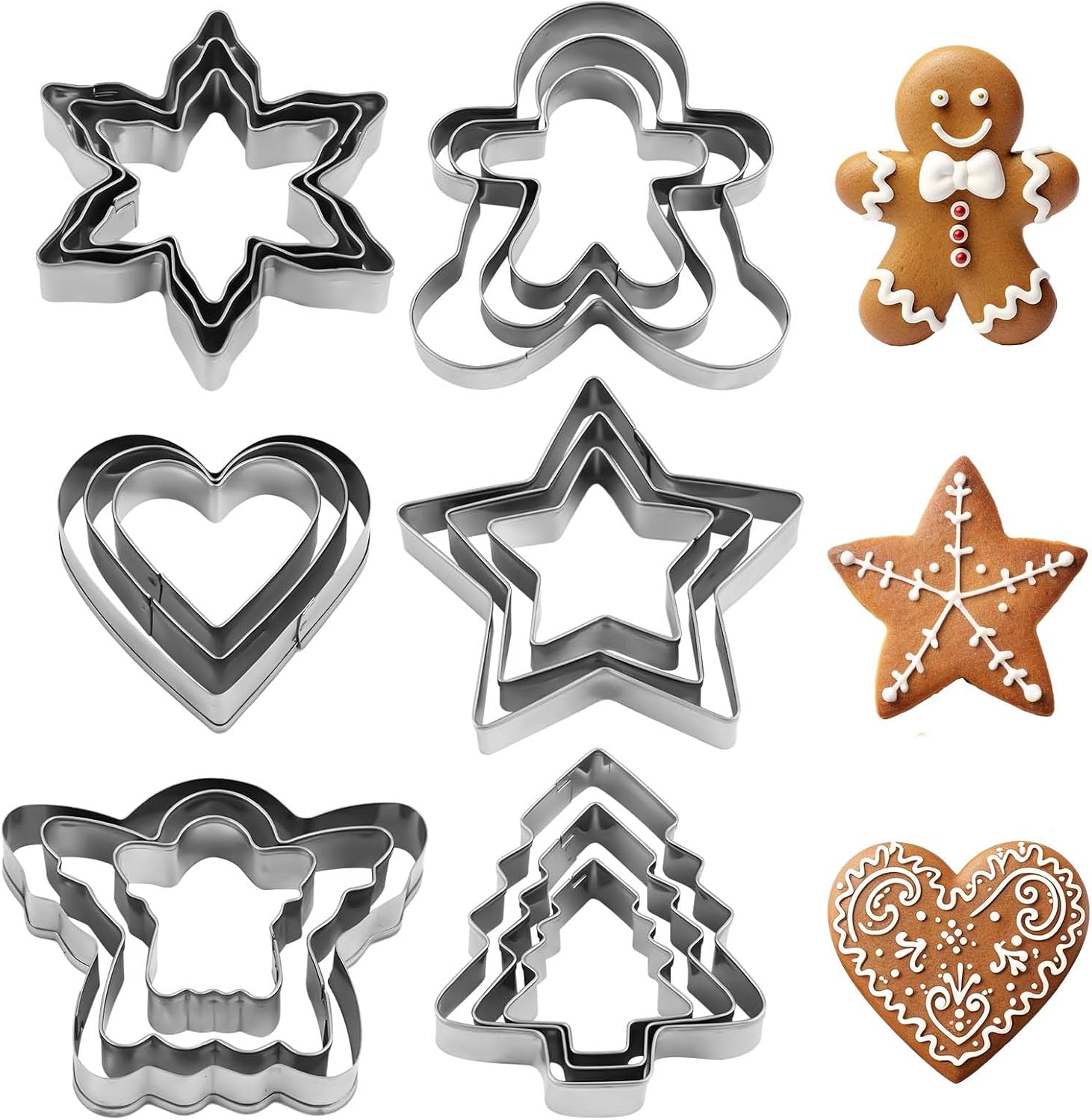 Amazon.com: 18pcs Christmas Cookie Cutter Set, Metal Cookie Cutters Gingerbread Man, Snowflake ...