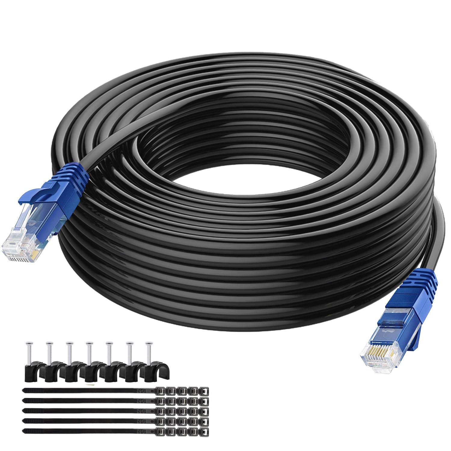 Fazawan Cat6 Outdoor Ethernet Cable 150Ft Cat6 Heavy Duty Cord Support ...