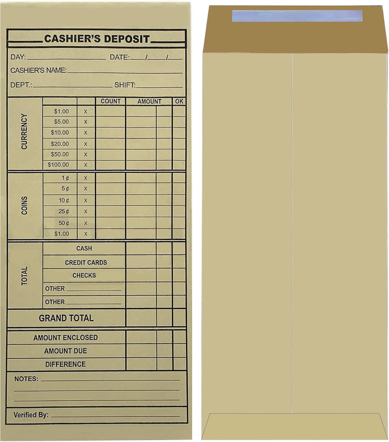 Amazon.com : Cashier's Deposit Report Envelopes for Stores, Banks and ...