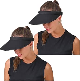 2 Pack Wide Brim Visor Hats Women Men Clip Sun Visors Adjustable Casual ...