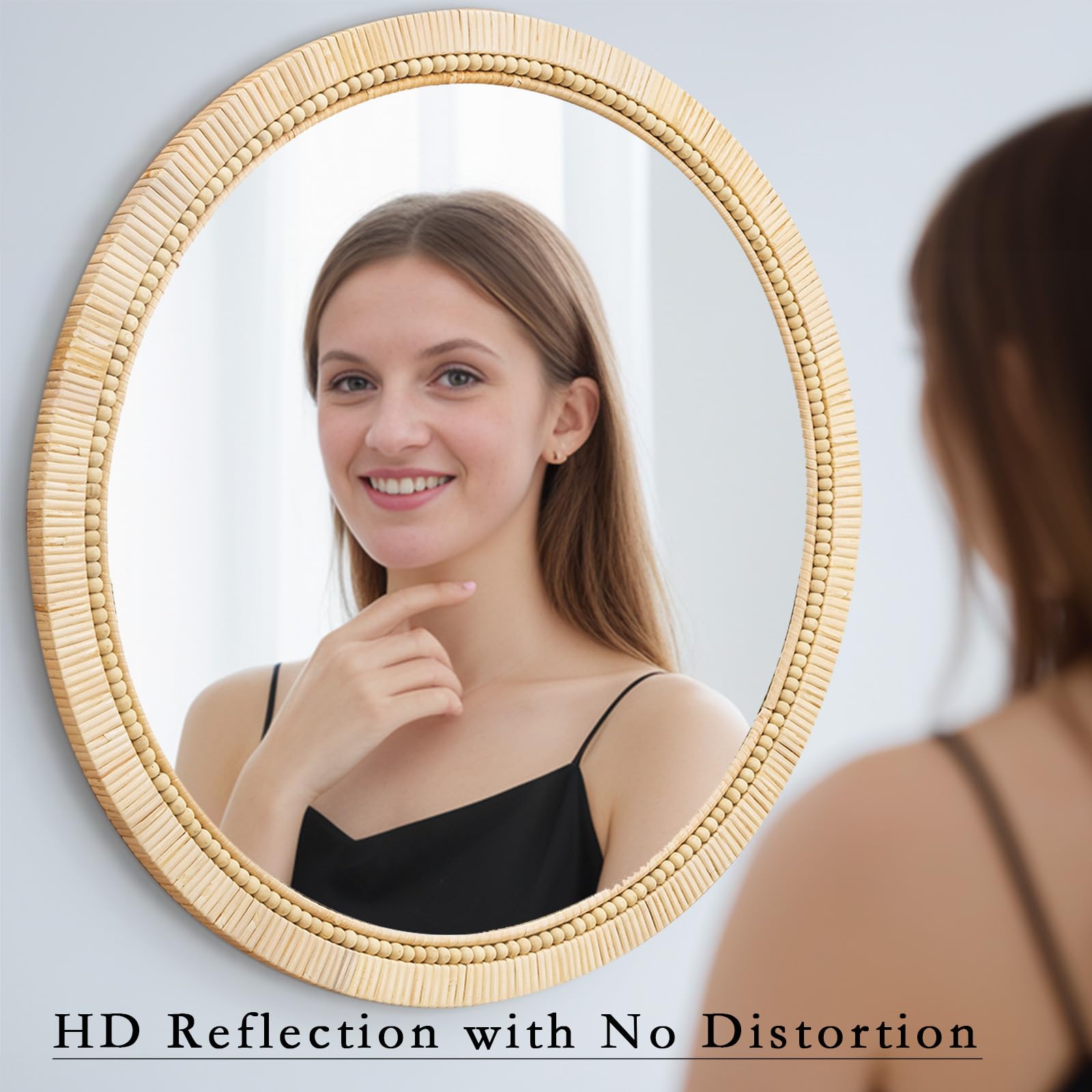 Snapklik.com : ULIKE Round Rattan Mirror For Bathroom, 24 Inch Wicker ...