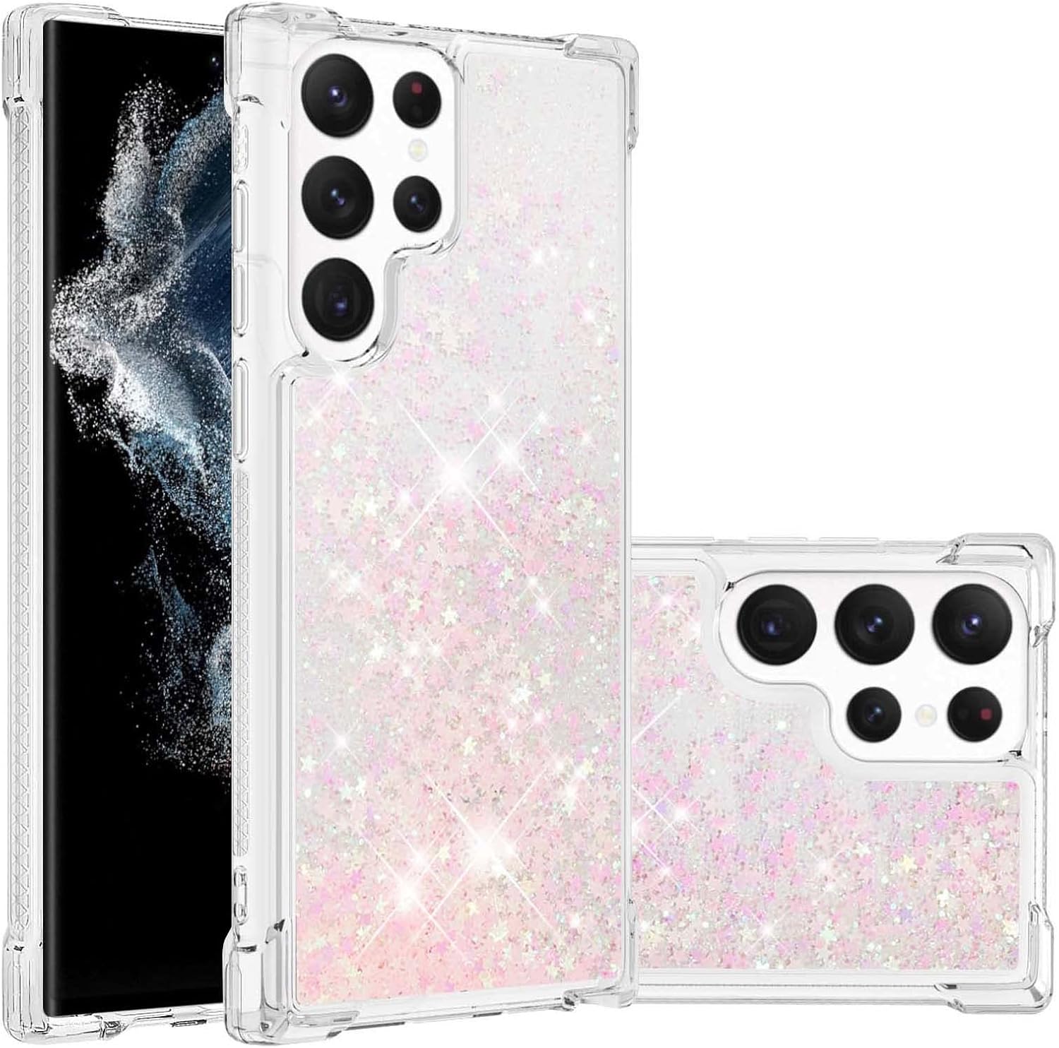 Amazon.com: Monwutong Slim Fit Phone Case for Samsung Galaxy S23 Ultra, Glitter Liquid Quicksand ...