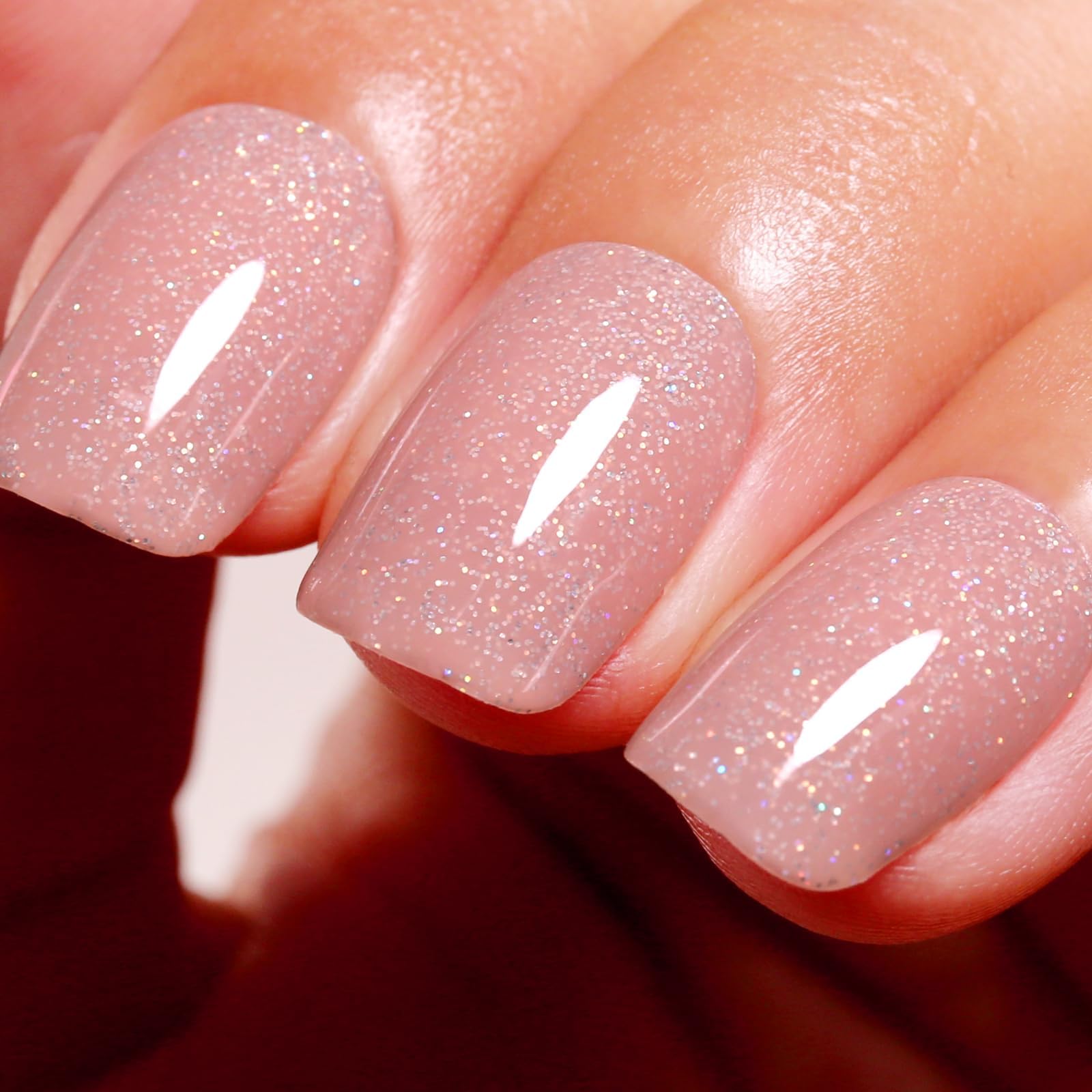 Amazon.com : Ozzeal Glitter Gel Polish - Mauve Pink Iridescent Glitter ...