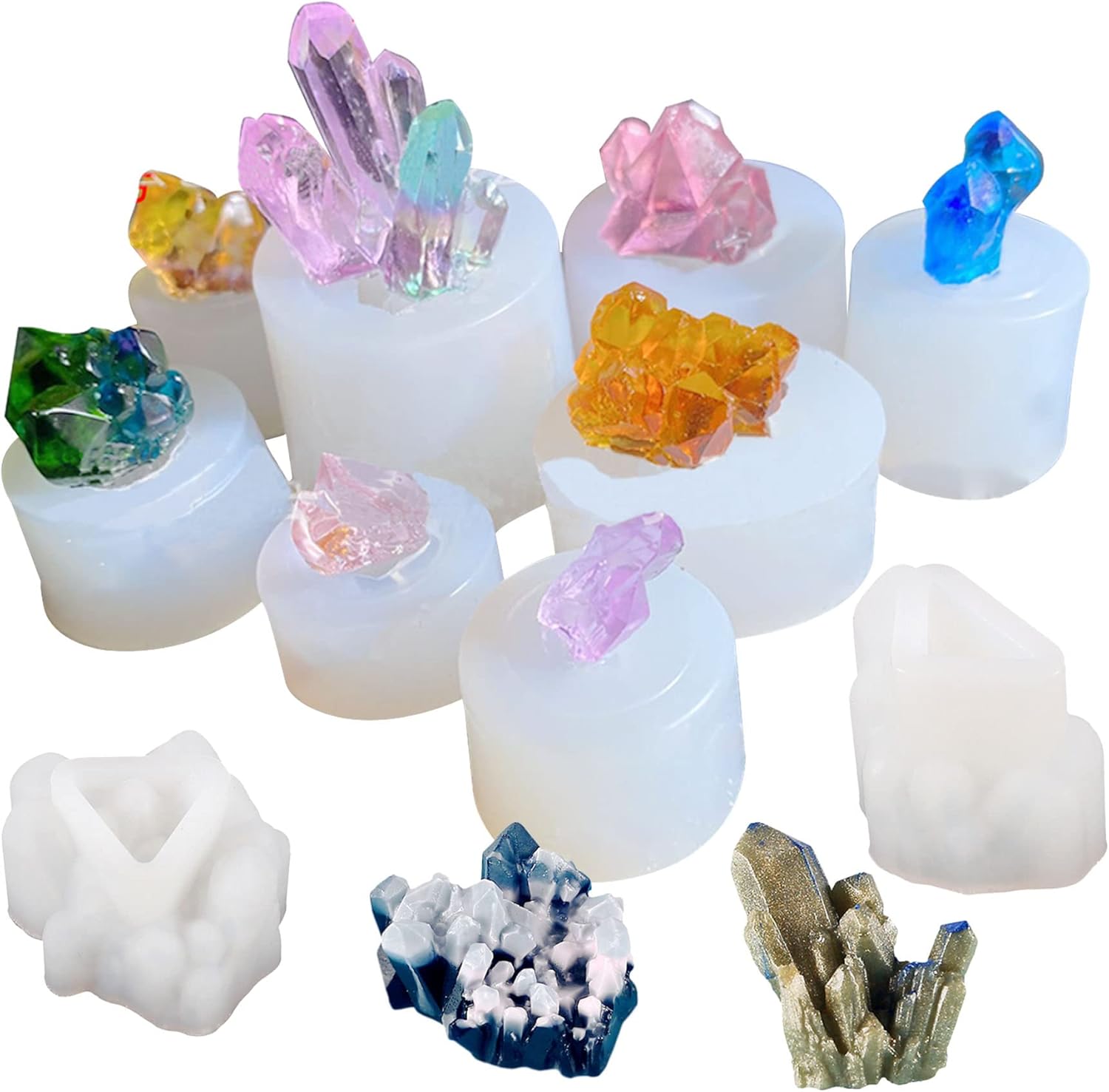 Amazon.com: Allazone Crystal Resin Molds, 10 PCS Crystal Cluster ...