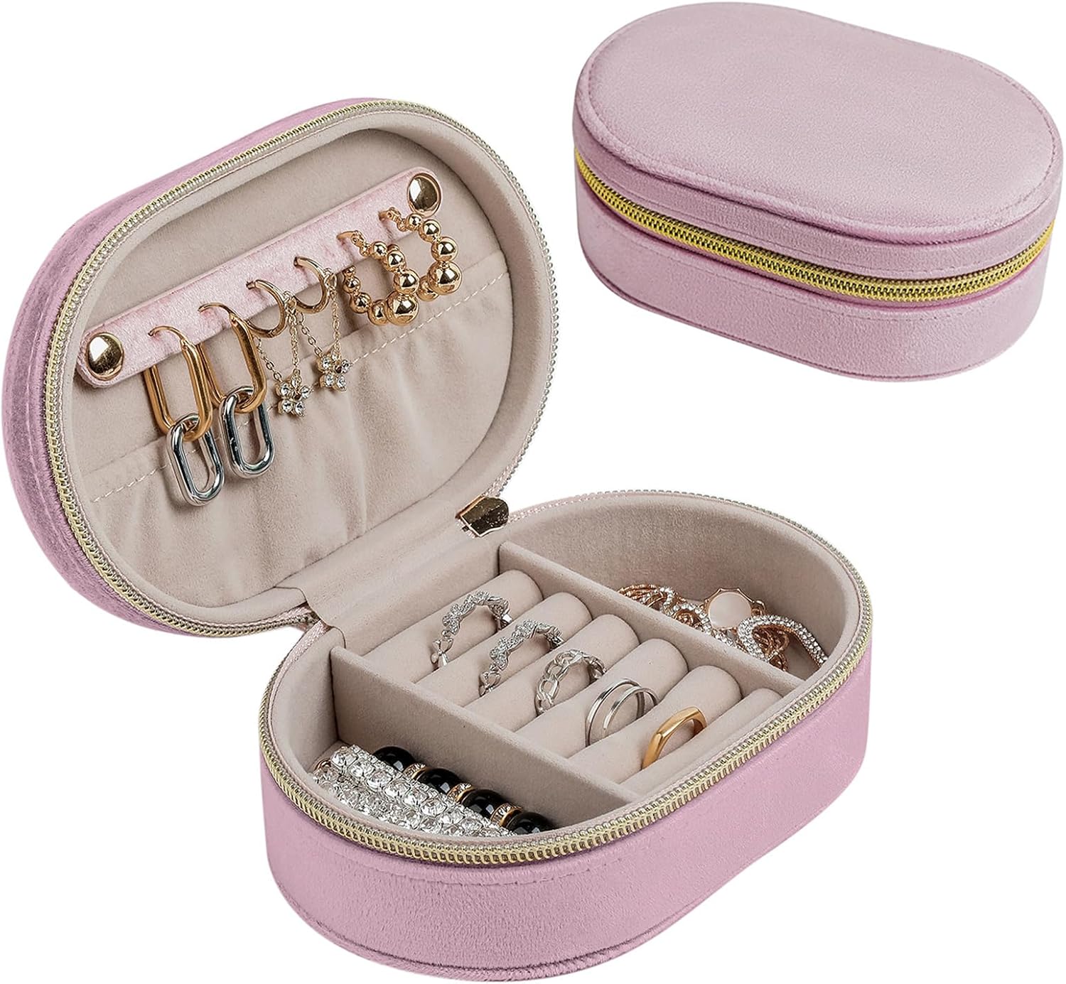 Amazon.com: Changsuo Plush Velvet Jewelry Box for Traval, Small Jewelry ...