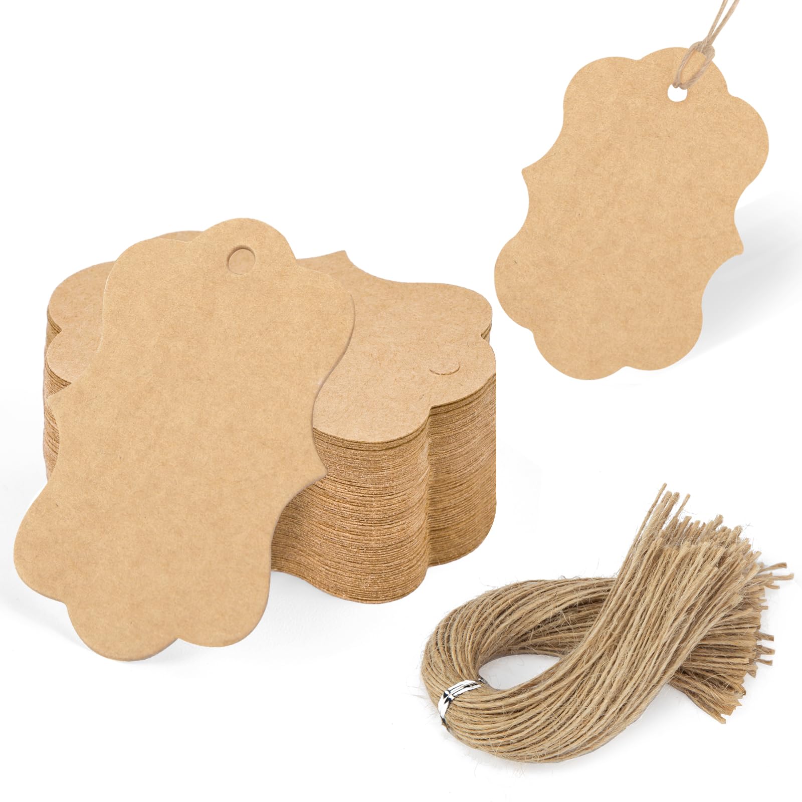 Amazon.com : SallyFashion 100PCS Kraft Paper Gift Tags, Blank Gift Bag ...