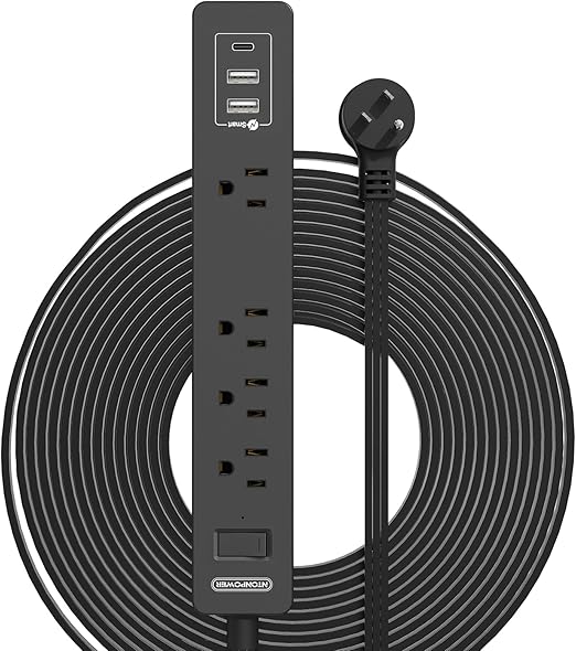 Amazon.com: Flat Extension Cord 15 Ft, NTONPOWER Ultra Thin Flat ...