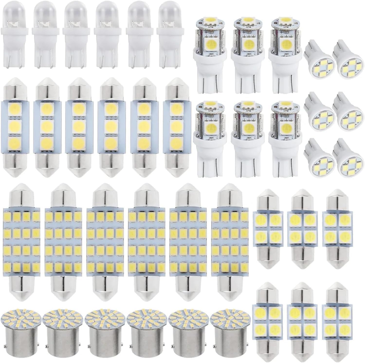 Slzhds 42 Pcs Car Led Lights Interior, Car Led Bulb Set Kit, T10 Led ...