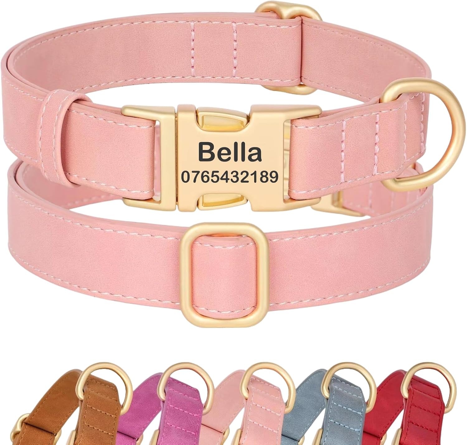 SEOUGEE Personalised Dog Collar with Engraved ID Name and Number ...