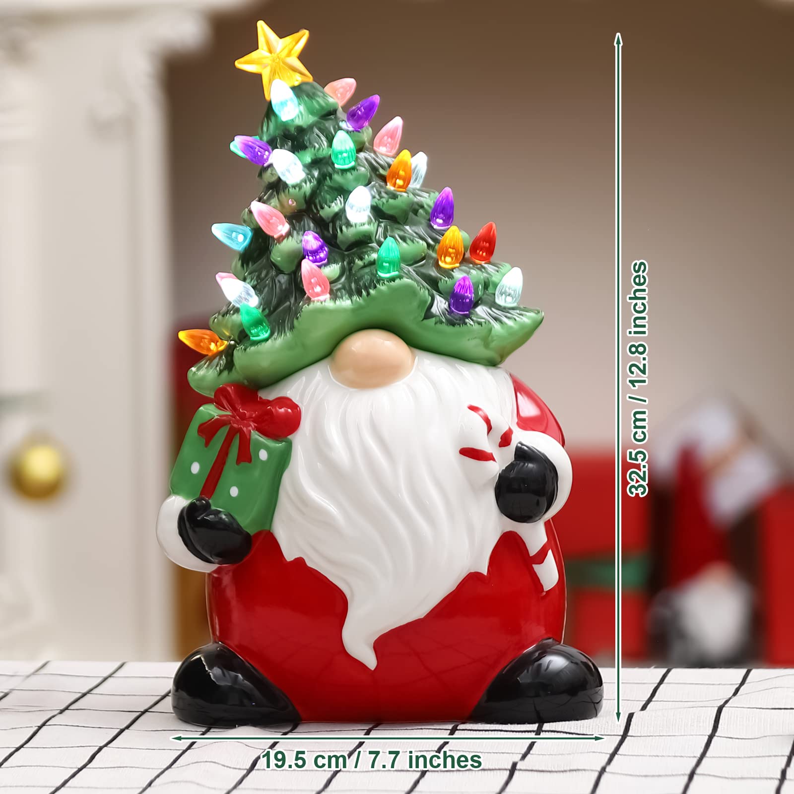 Table Top Christmas Decorations, 13" Ceramic Santa Figurine, Desk ...