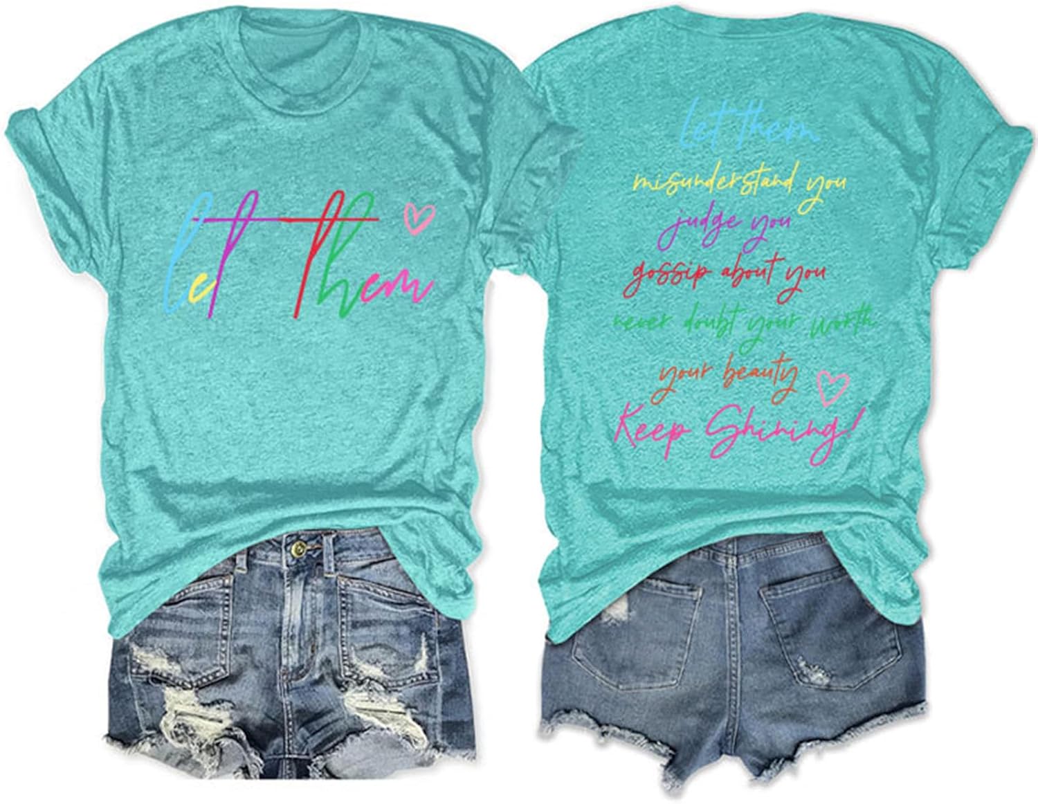 Let Them T-Shirt Women Funny Short Sleeve Graphic Tees Top Summer Loose ...