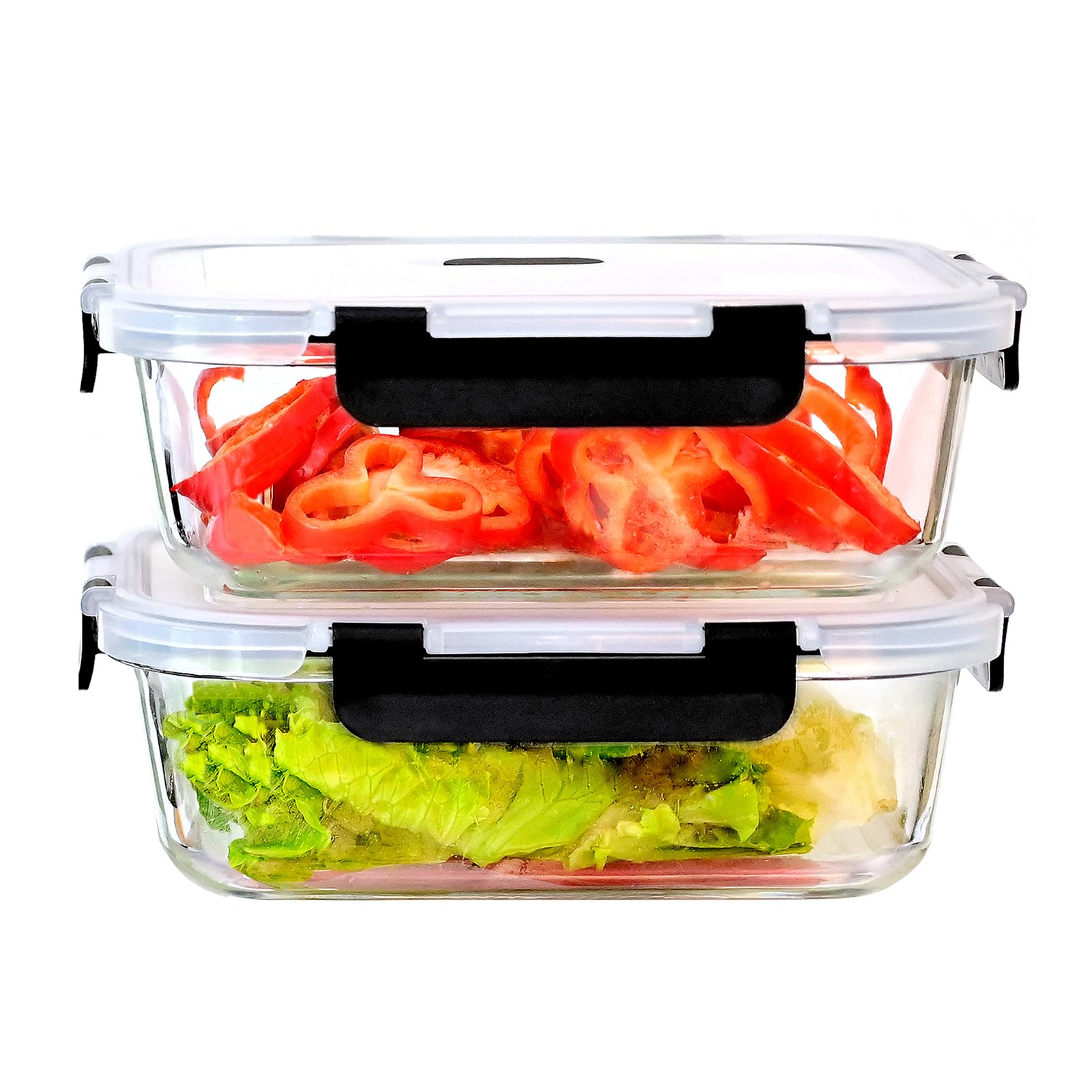 Amazon.com: MVDHDT 4 Piece (2 Glass Containers and 2 Lids),35 OZ Black ...