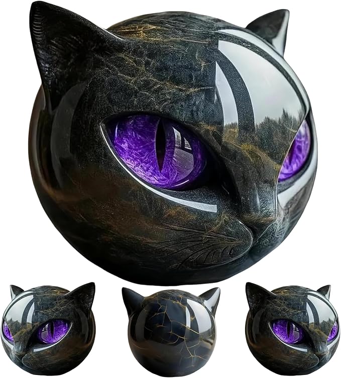Amazon.com: zyinoant Luxury Black Cat Stone Sculpture, Hand-Carved ...