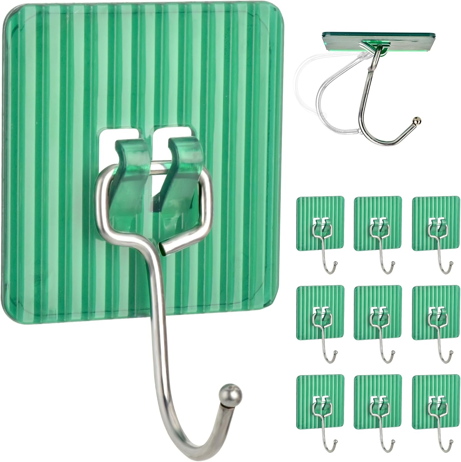 Amazon.com: 10 Pcs Large Adhesive Hooks Adhesive Curtain Rods for ...