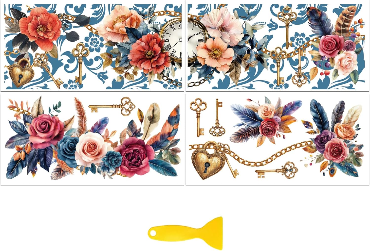 Amazon.com: Peacoblue Rub on Transfer Decal Sticker for Furniture Craft ...