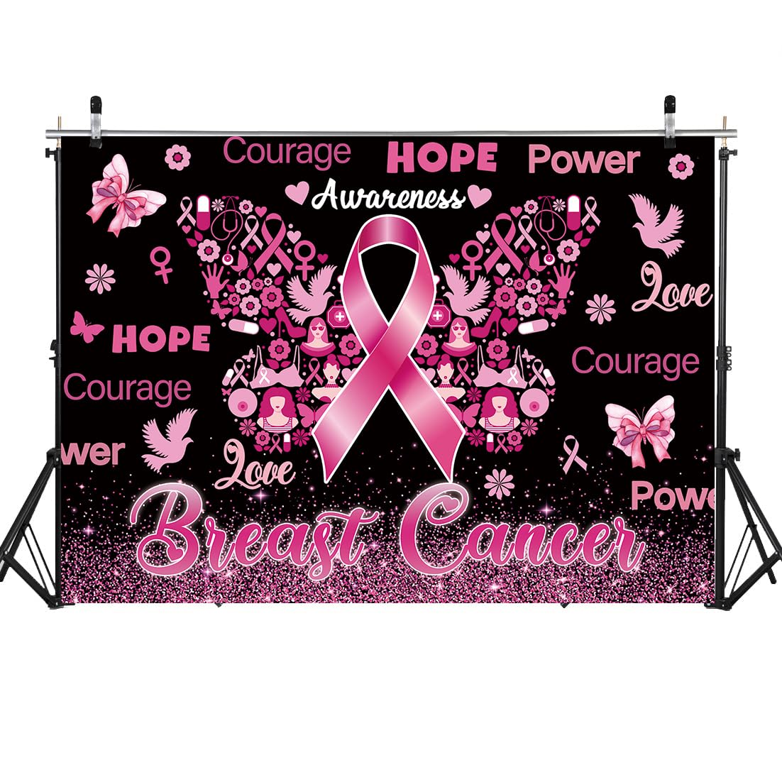 Snapklik.com : Breast Cancer Awareness Backdrop 7x5FT Pink Ribbon ...