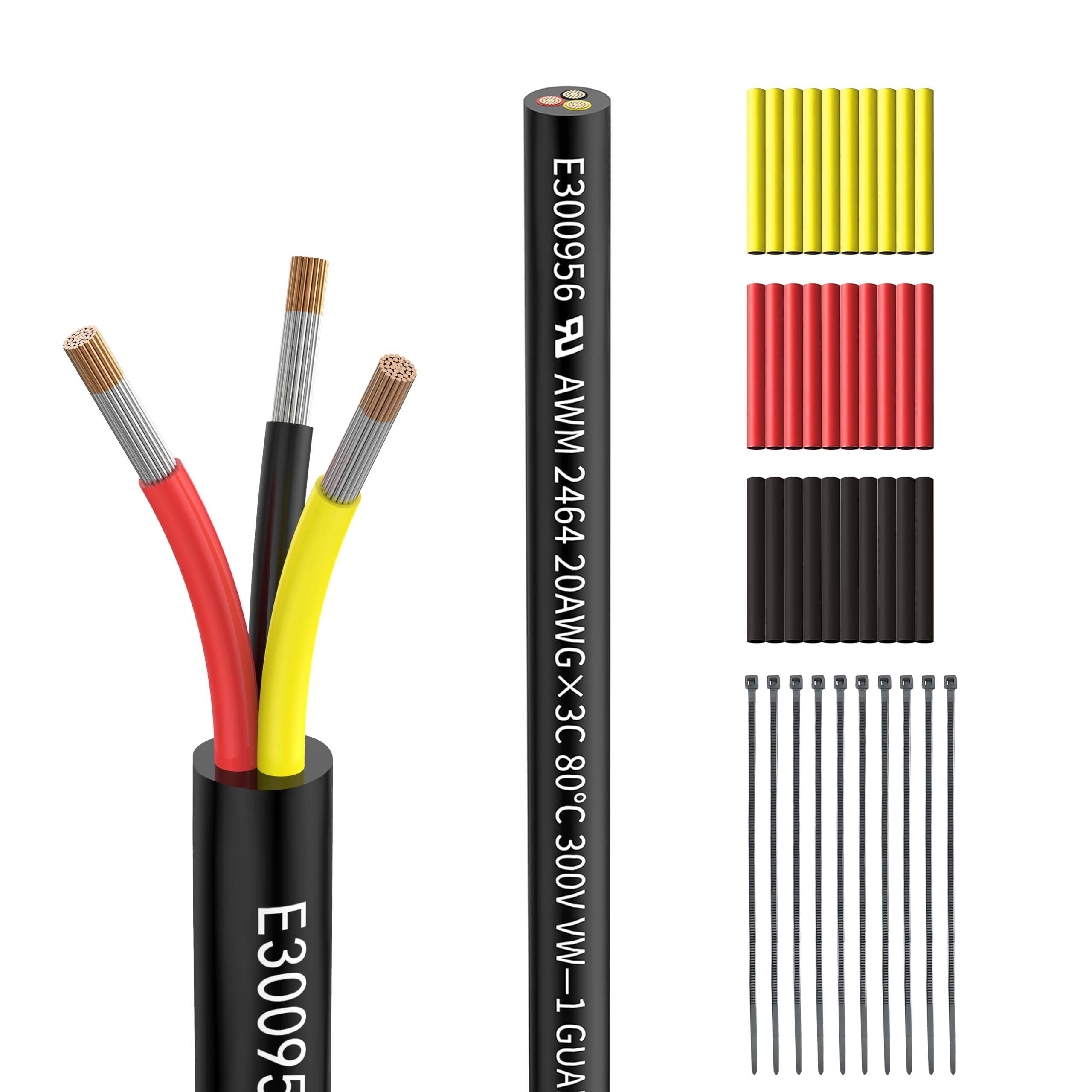 Snapklik.com : 20awg 0.5mm2 Electrical Wire 3 Core Extension Cable 20 ...