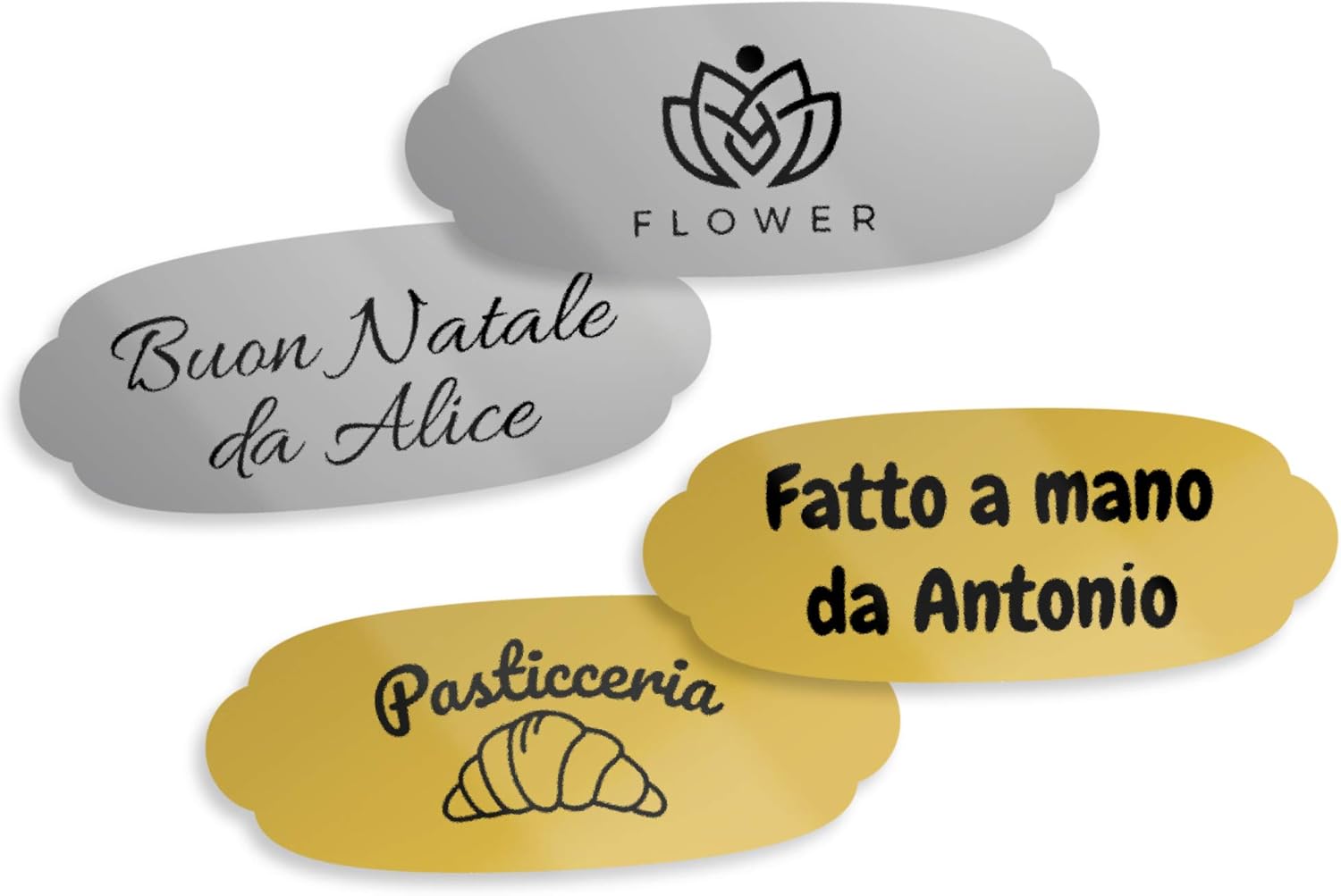 112 Etichette personalizzate ORO e ARGENTO per confezioni, bollini ...