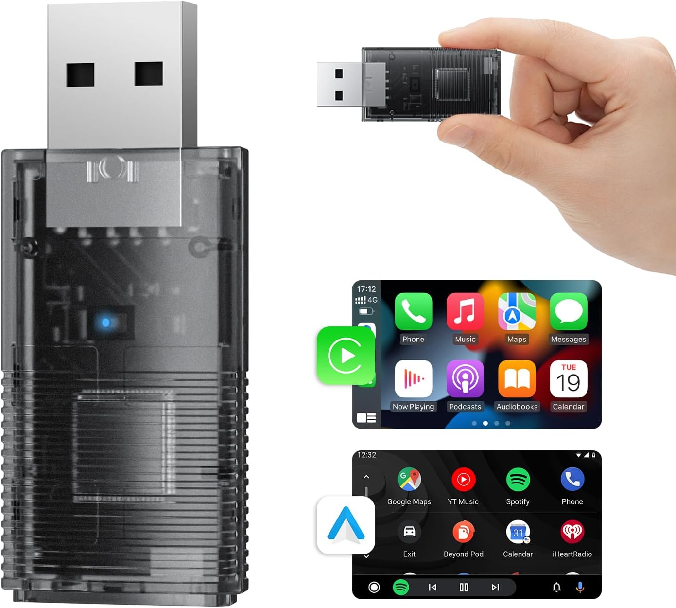 Amazon.com: 2 in 1 Mini Wireless CarPlay & Android Auto Wireless ...