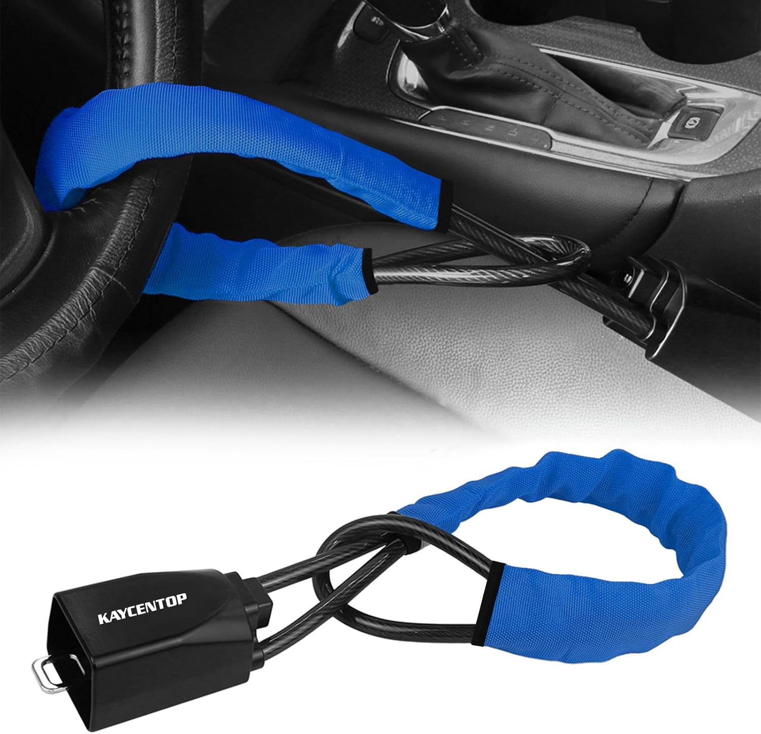 Amazon.com: KAYCENTOP Car Steering Wheel Lock, Seat Belt Lock, Anti ...