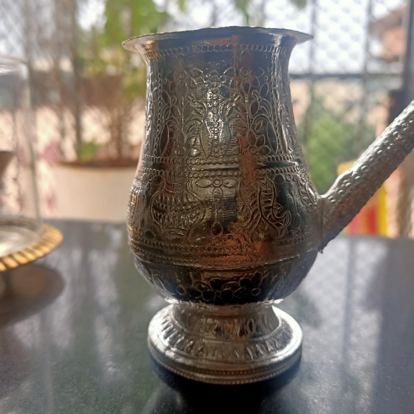 GoldGiftIdeas Silver Plated Loti Zari Pooja Thali Set (9 CM) : Amazon ...