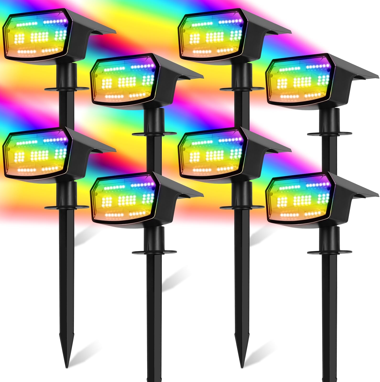 WELALO Solar Color Changing Spot Lights Outdoor, Waterproof Solar ...