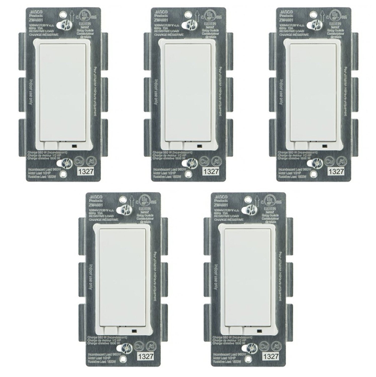 Jasco 14318 Z-Wave Plus Wireless Lighting Control On/Off Switch 5-Pack ...