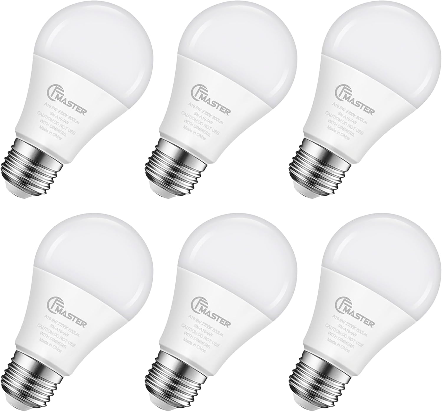 Amazon.com: JIANGSILING A19 LED Light Bulb, 60W Equivalent Light Bulbs, 9W 2700K Warm White, 800 ...